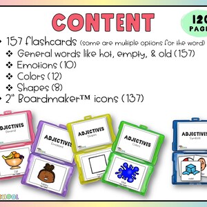 Adjectives Flashcards for Task Cards Activities and Speech Therapy ...