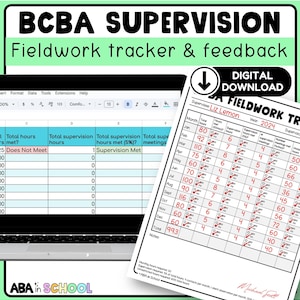 BCBA Fieldwork Supervision Tracker: ABA Feedback Forms (digital ...