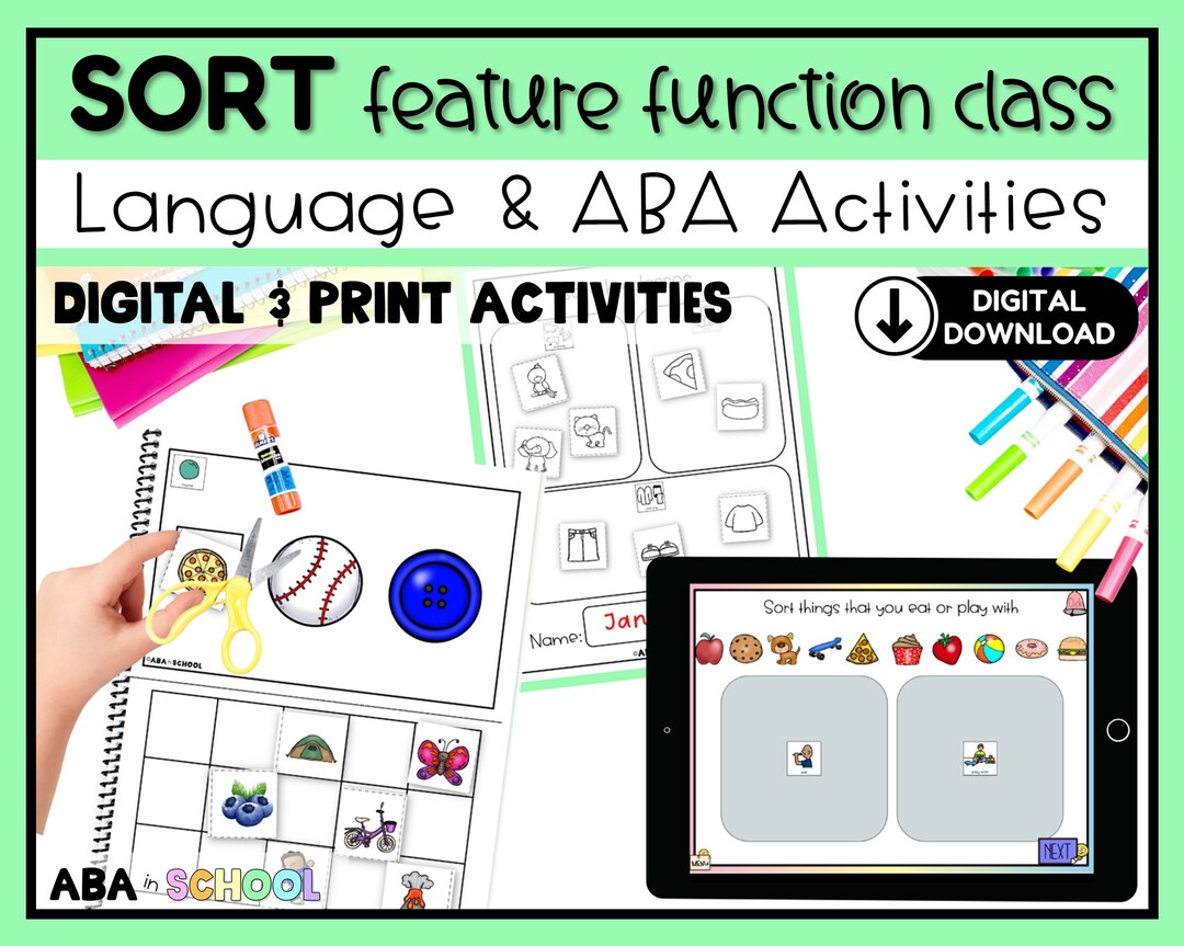 Category Sorting - Features Functions Class - Speech Therapy Activity and ABA - Etsy