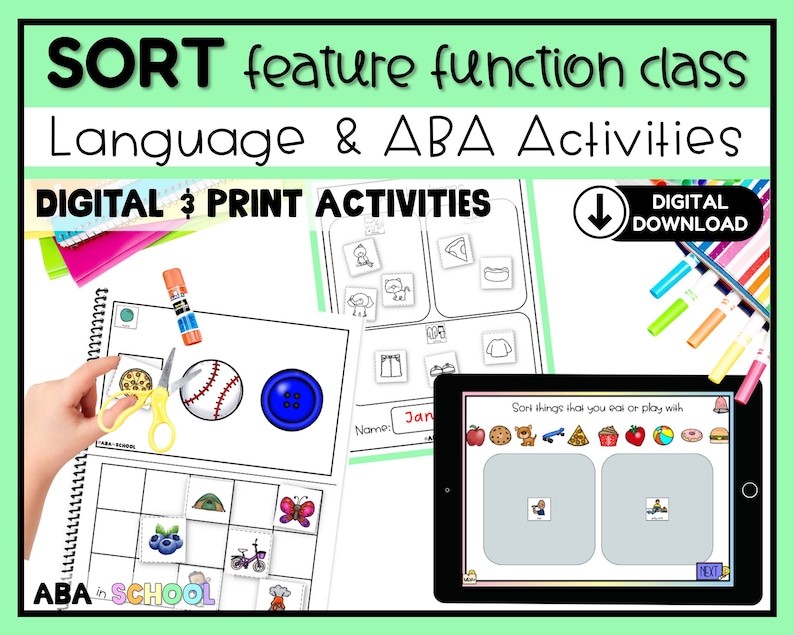 Category Sorting Features Functions Class Speech Therapy Activity and ...