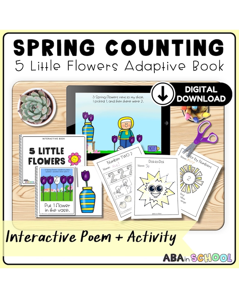 Spring Preschool Counting Craft and Activity With Adaptive Book 5 ...