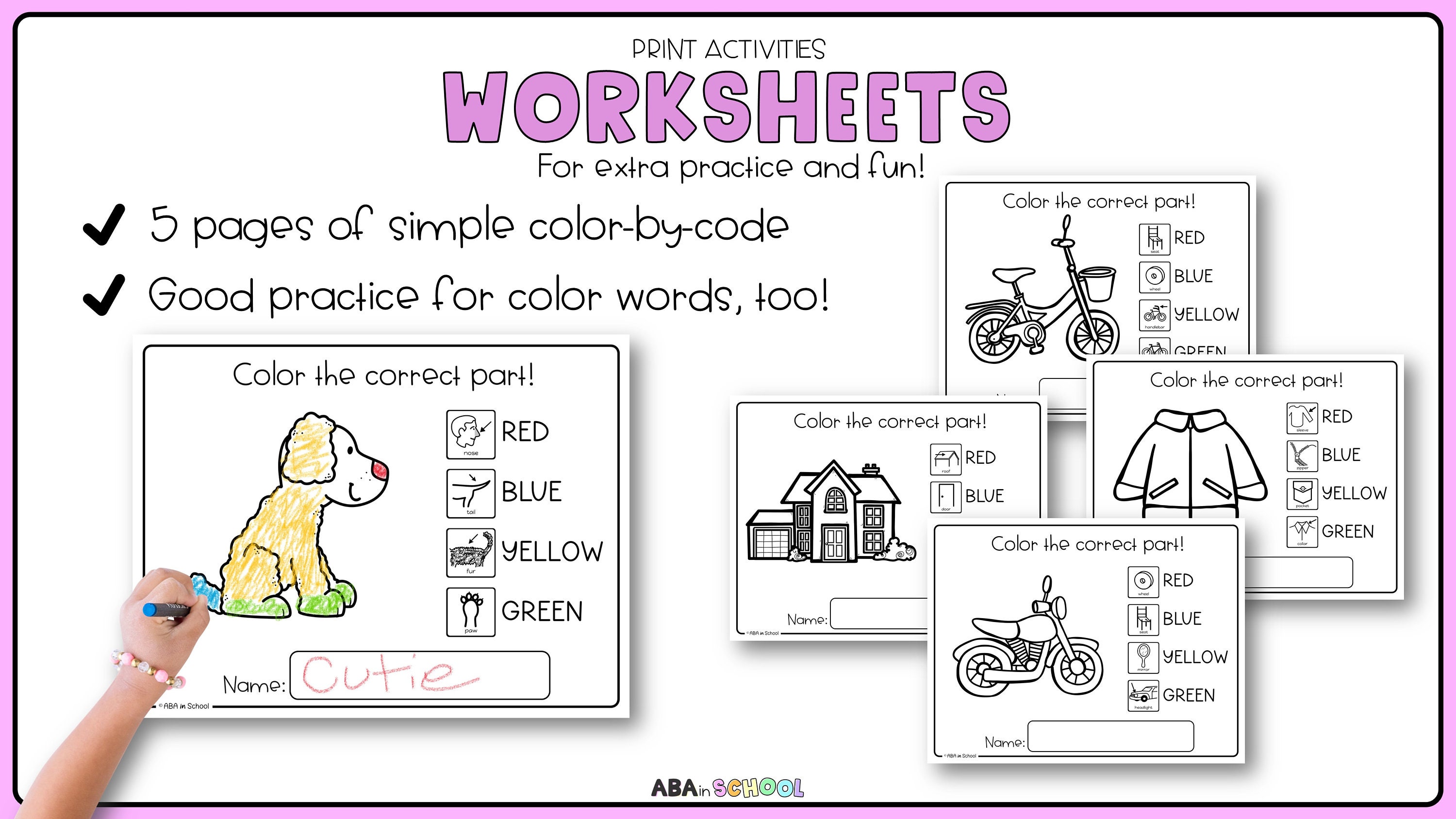 Receptive Identification PARTS of Items Vocabulary Activity Features ...