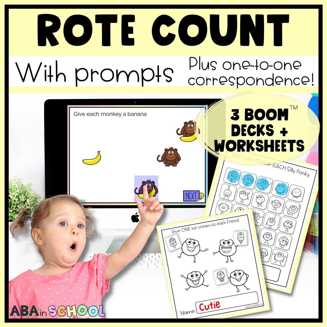 Rote Counting WITH PROMPTS and One-to-one Correspondence Worksheets ...