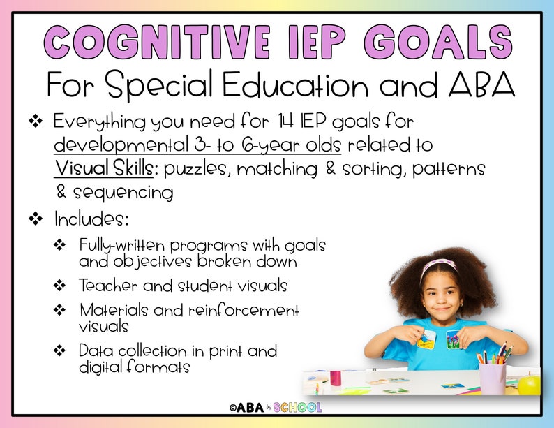 Visual Skills Cognitive IEP Goals and Objectives Tracking Special ...