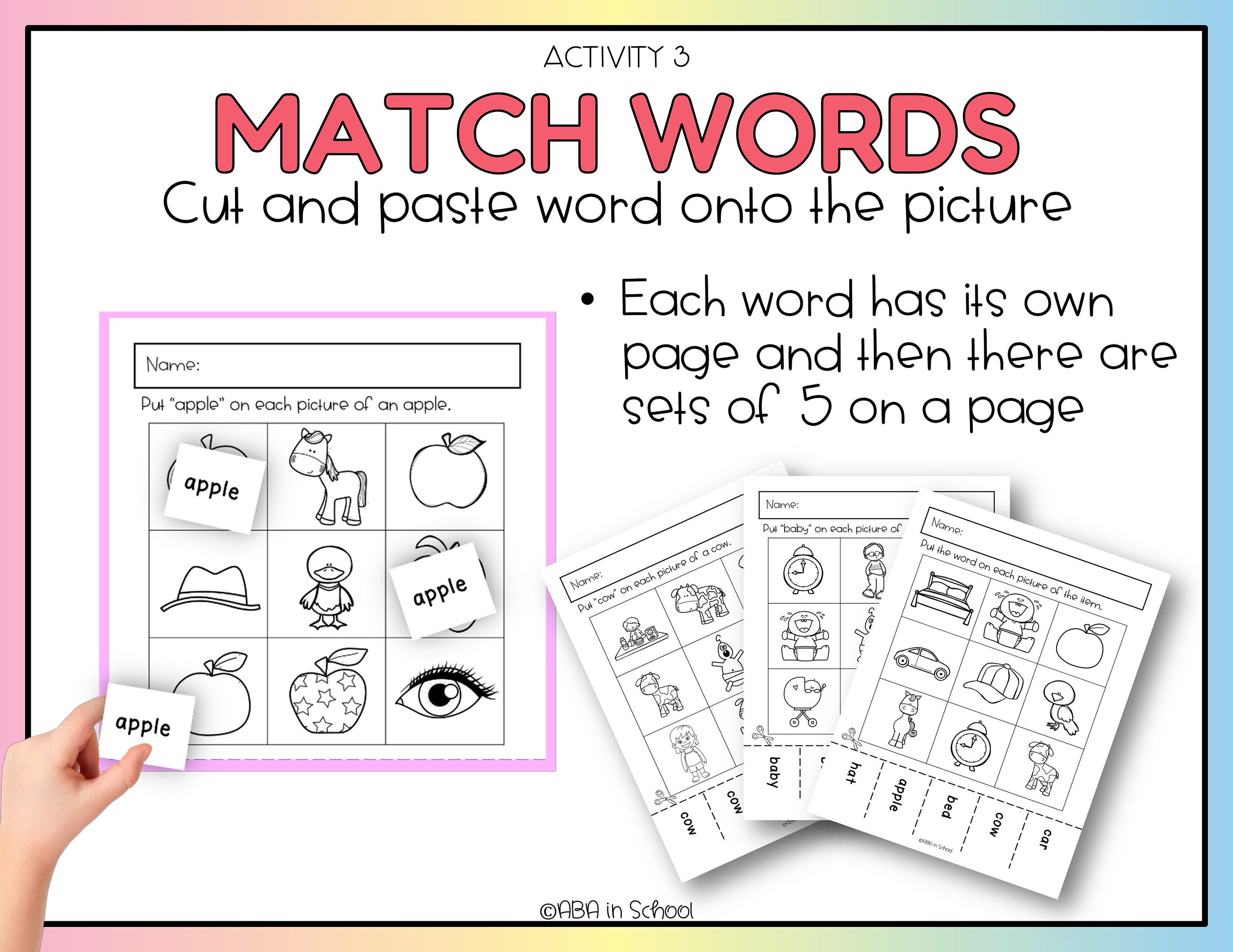 Word Picture Match Functional Words List With Pictures BUNDLE ABLLS Q5 ...