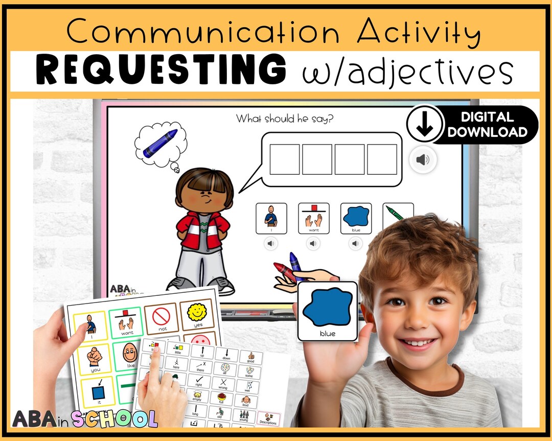 Requesting Activities Adjectives Speech Therapy Special - Etsy Requesting Activities Adjectives Speech Therapy Special - Etsy