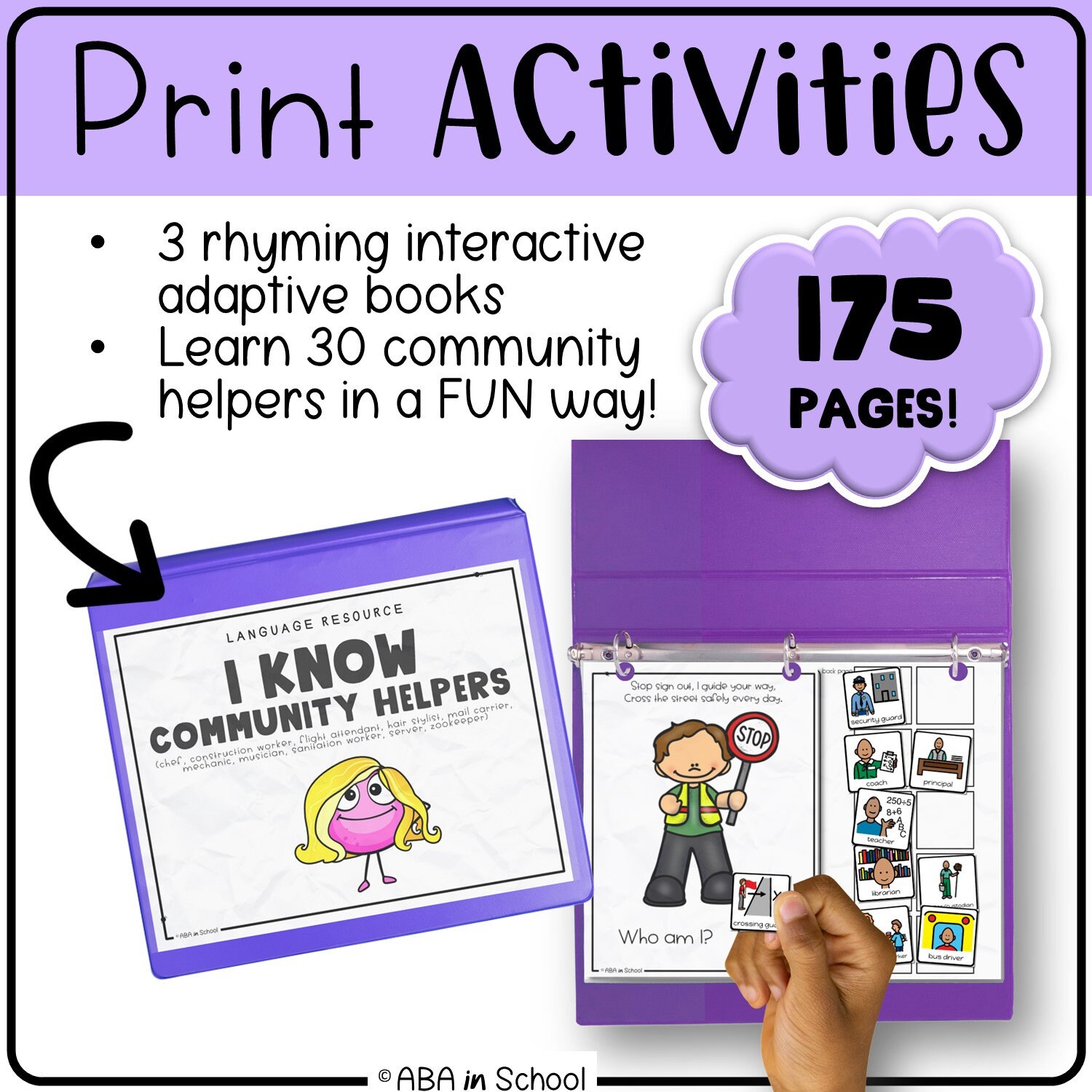 Community Helpers ABA Activity: Receptive Language & ABLLS Assessment ...