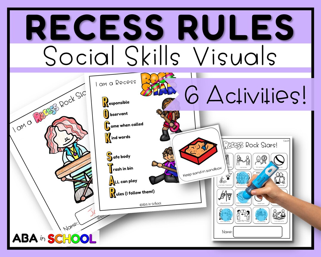 Recess Rules and Behavior Social Skills Visuals Playground Expectations ...