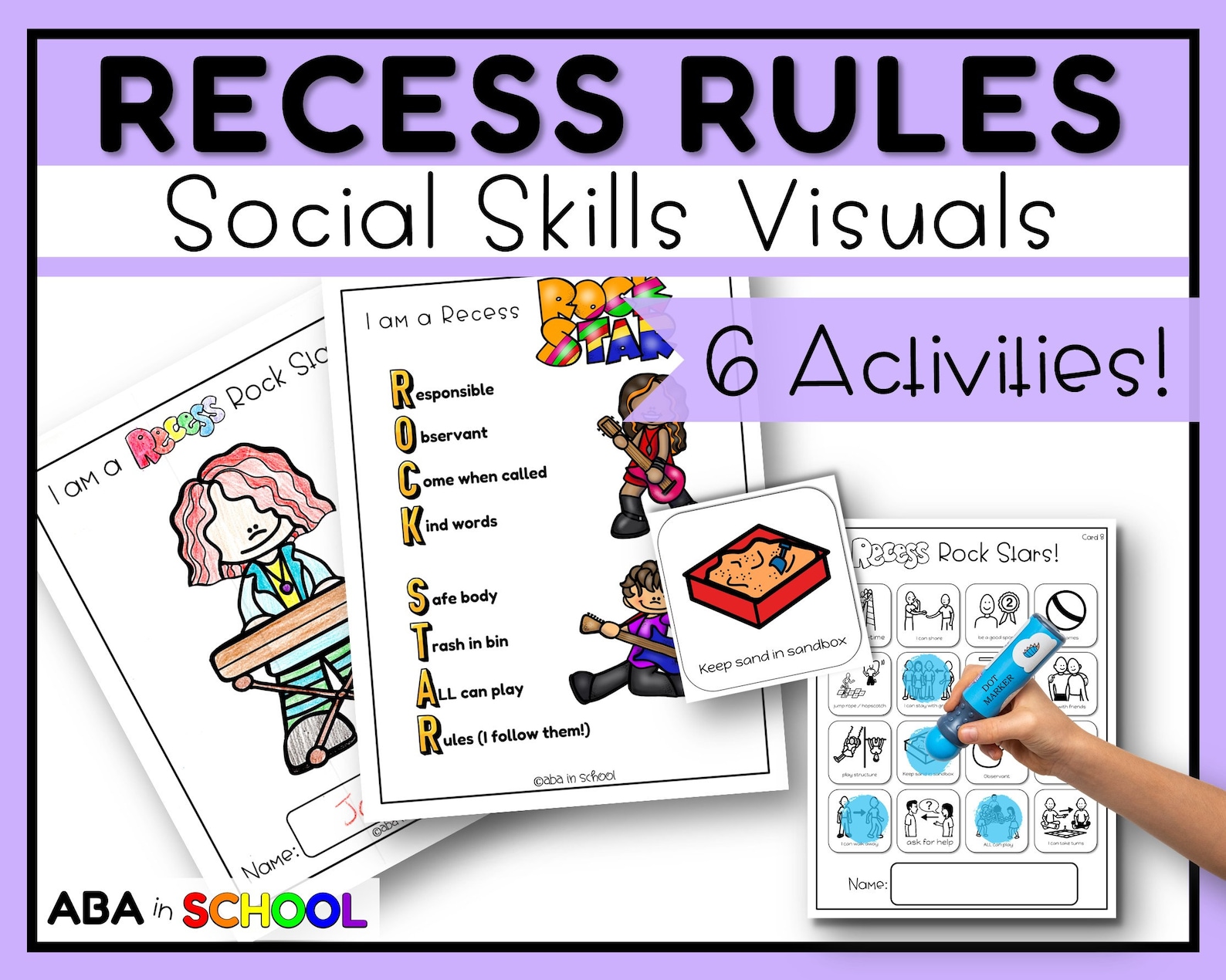 Recess Rules and Behavior Social Skills Visuals Playground Expectations ...