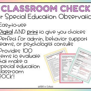 Special Education Classroom Environment Fidelity Checklist Classroom ...
