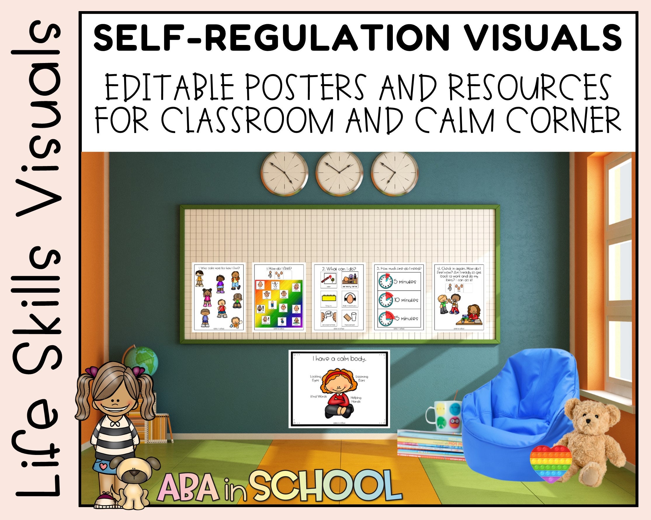 Calm Down Corner Visuals and Classroom Rules Posters for Behavior ...