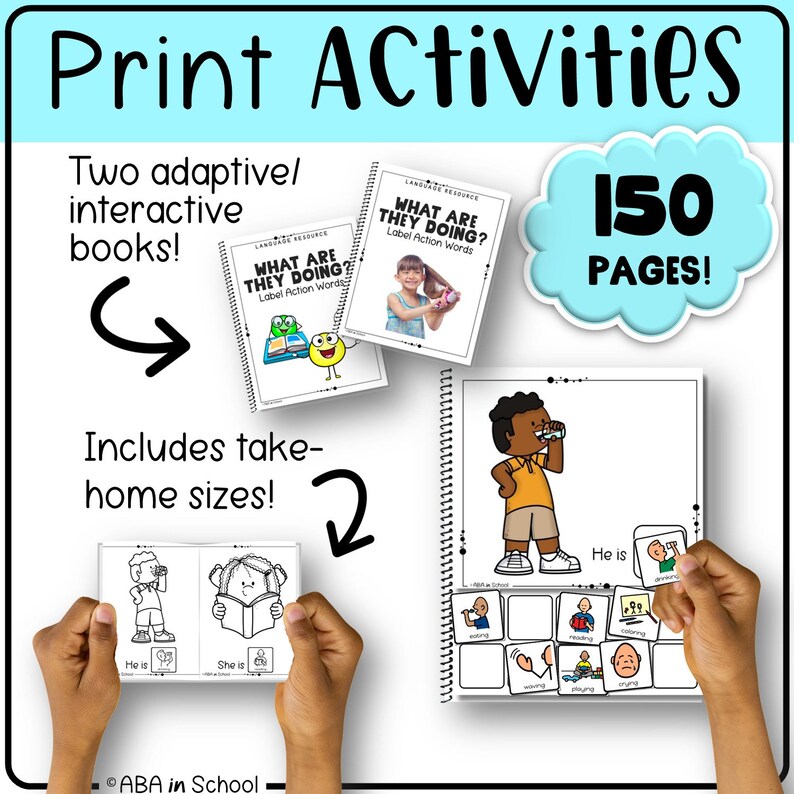 Labeling Actions - Identifying Actions and Verbs Flashcards - ABLLS Assessment - Etsy