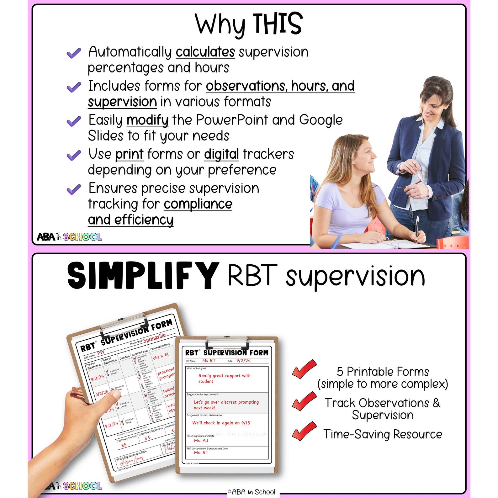 RBT Supervision Tracker - Classroom Behavior Observation Form - Data ...