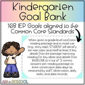 Common Core Standards IEP Goal Bank Preschool and Kindergarten - Etsy
