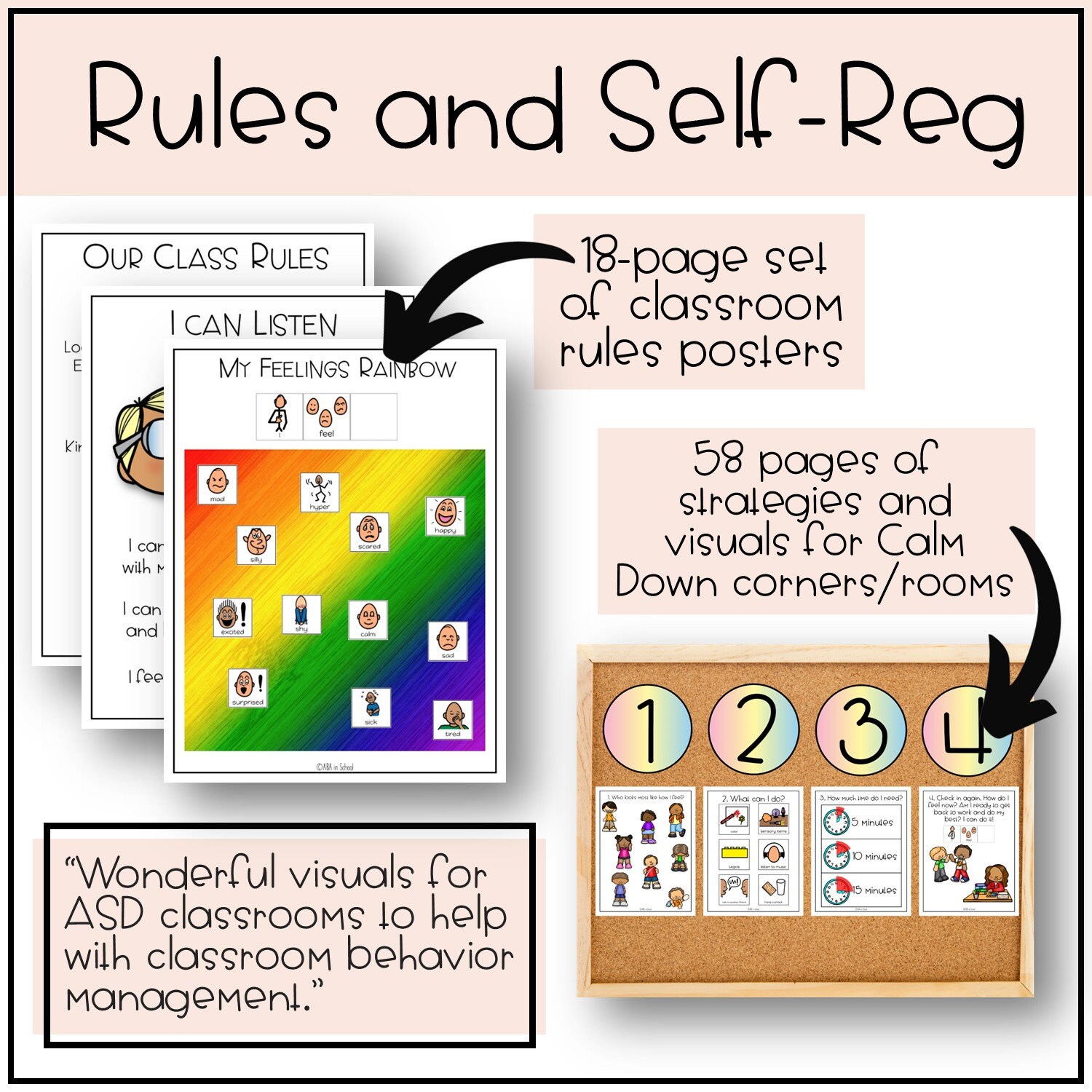 Calm Down Corner Visuals And Classroom Rules Posters For Behavior Management Back To School