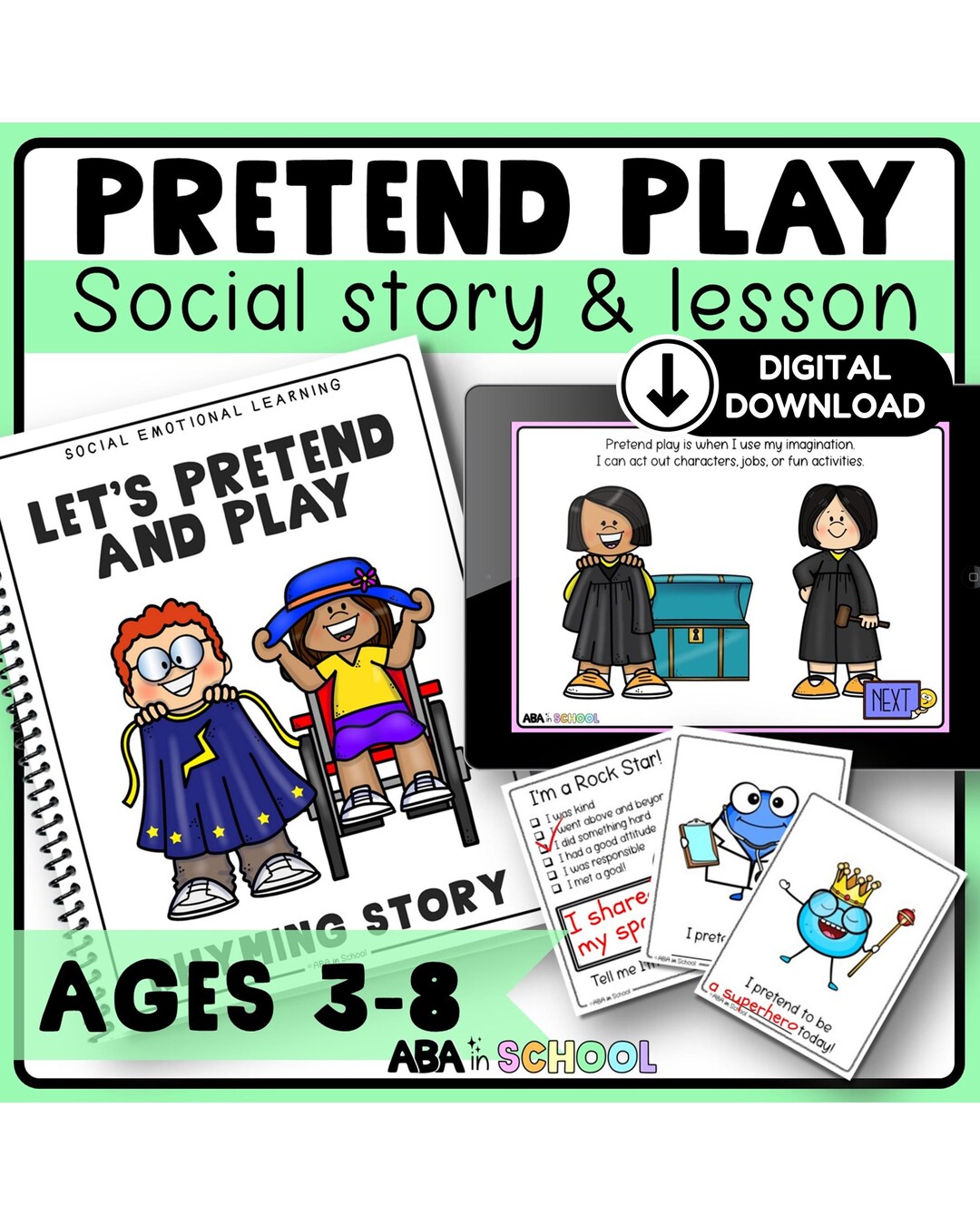 Dramatic Play Social Stories: Friendship Skills, Autism, ABA (digital ...
