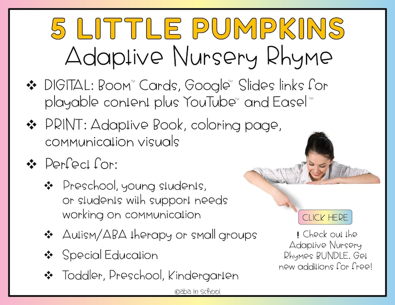 5 Little Pumpkins | Nursery Rhymes | Adapted Book Preschool Special ...