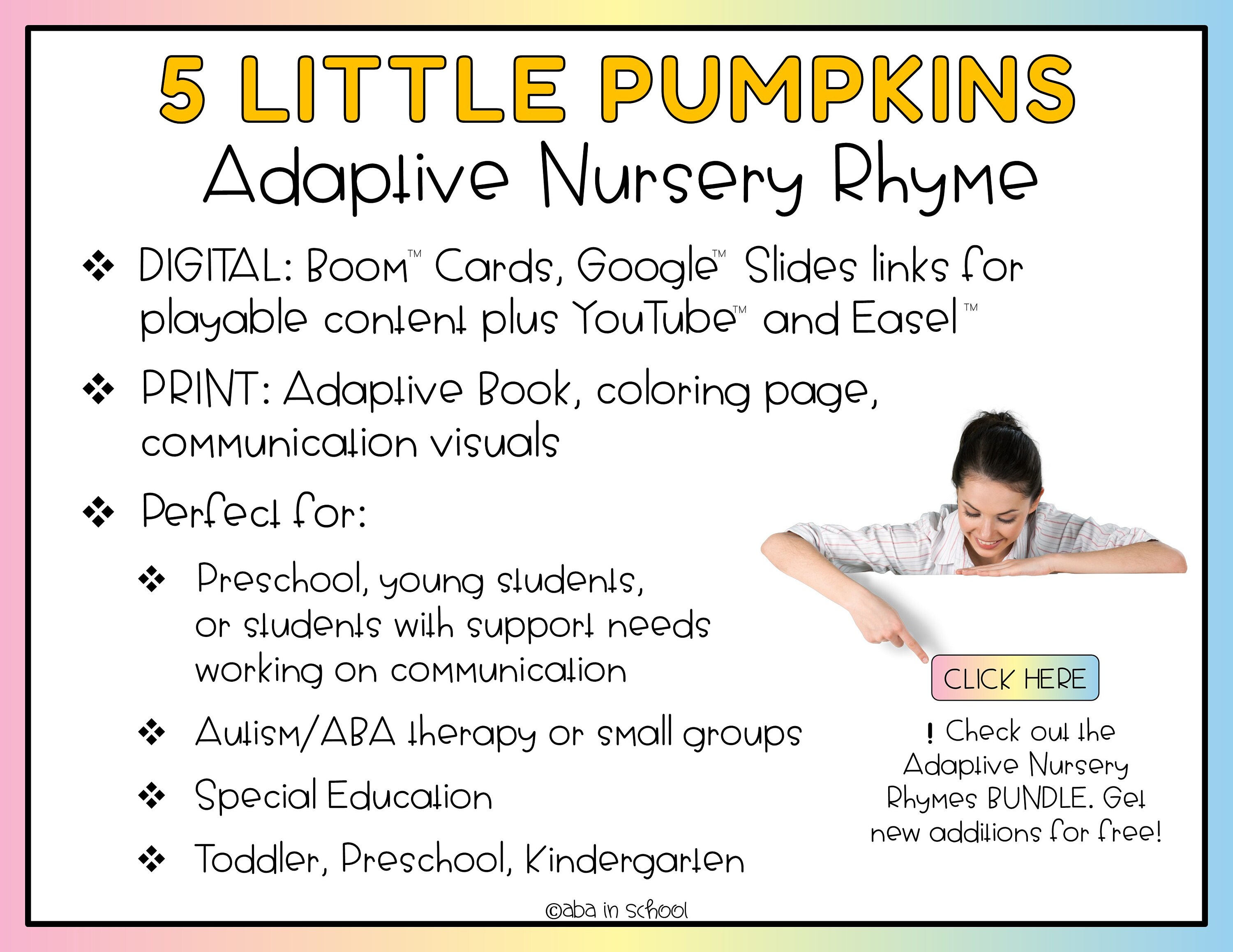 5 Little Pumpkins | Nursery Rhymes | Adapted Book Preschool Special ...