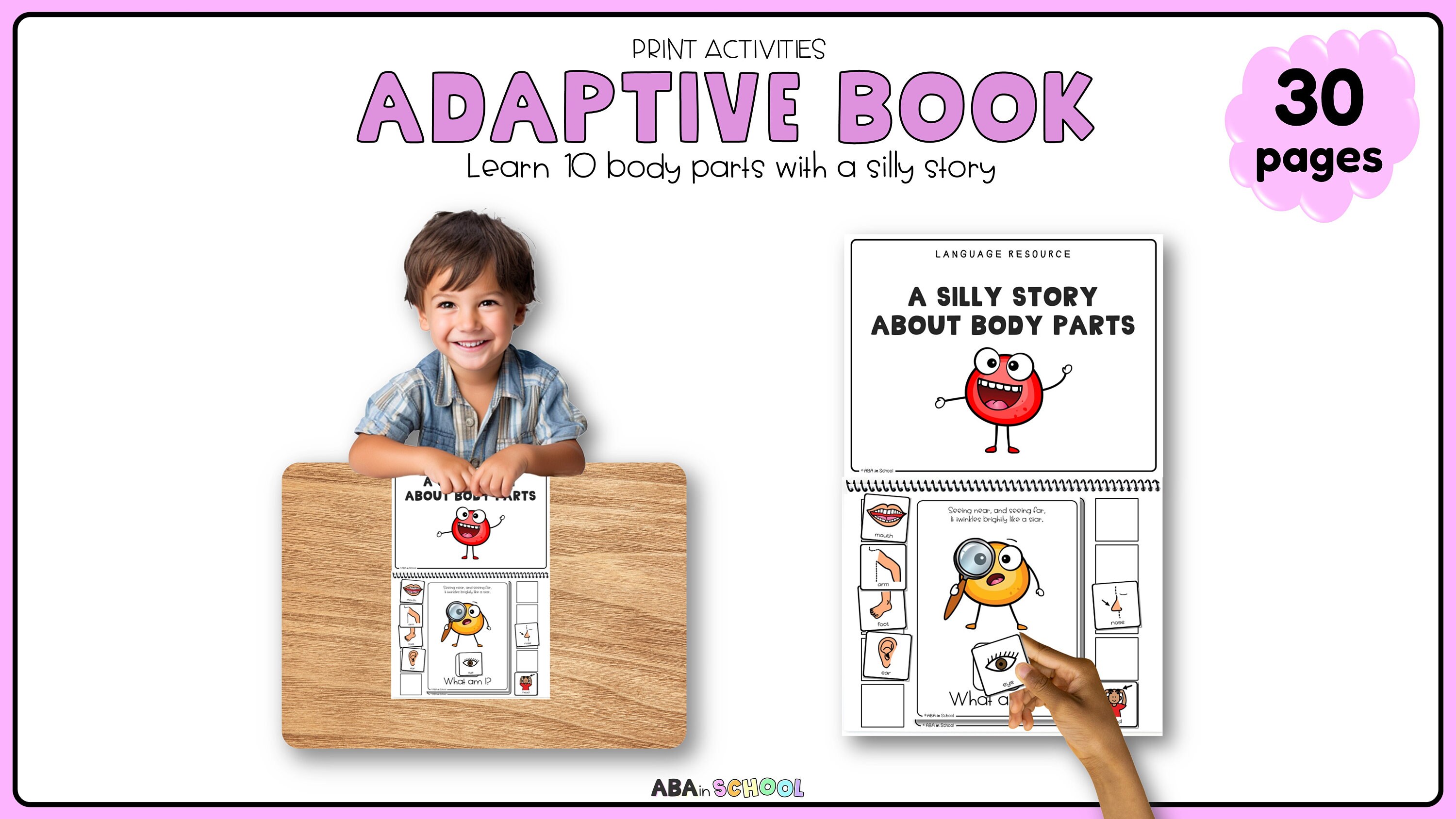 Receptive Identification BODY PARTS Vocabulary Activity ABLLS ...