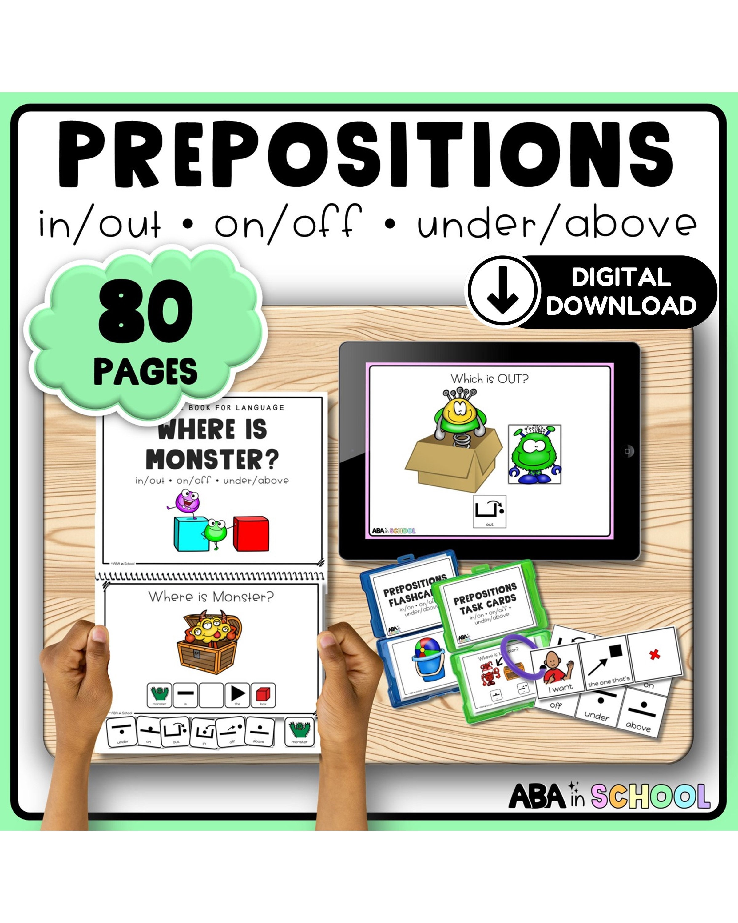 Prepositions Describing Games Speech Therapy ABA Data Sheets for IEP ...