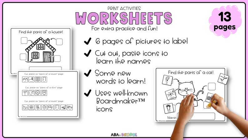 Receptive Identification PARTS of Items Vocabulary Activity Features ...