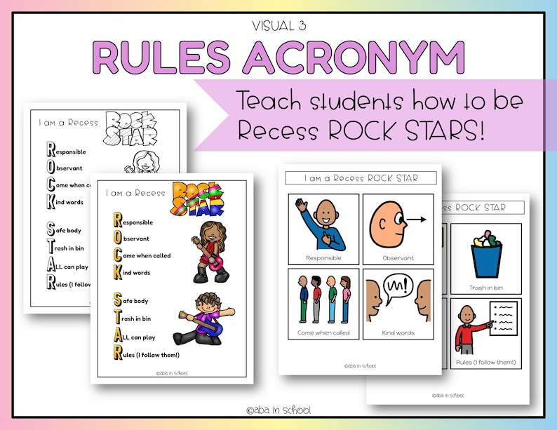 Recess Rules and Behavior Social Skills Visuals Playground Expectations ...