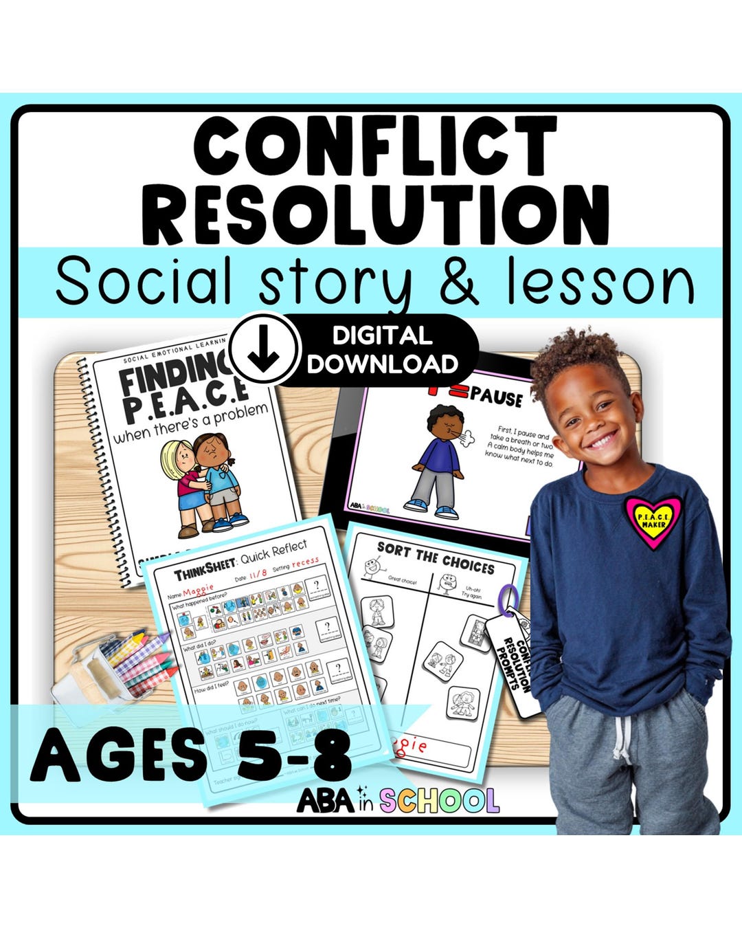 Peer Conflict Resolution Cards, Behavioral Think Sheets, SEL Group ...