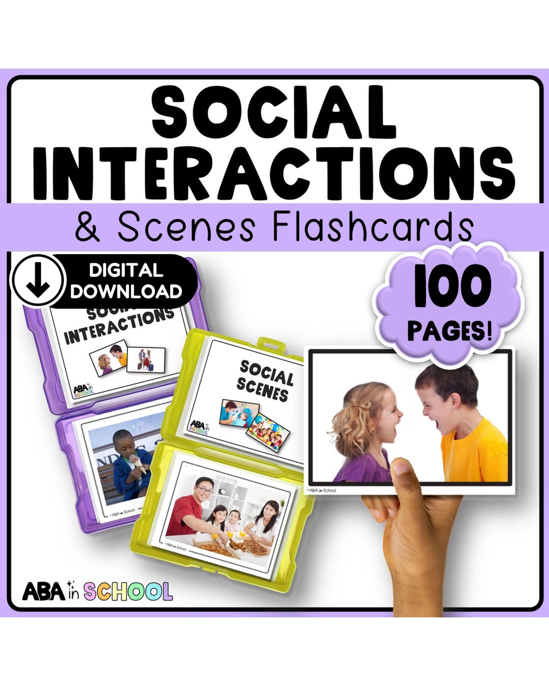 Social Scenes Flashcards – Emotion & WH Questions, ABA Therapy (digital ...