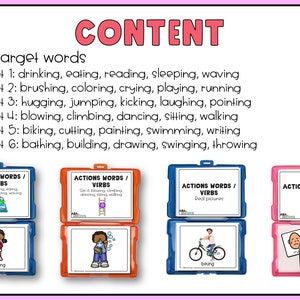 Action Verb Flashcards for Task Cards Activities Speech and Language ...