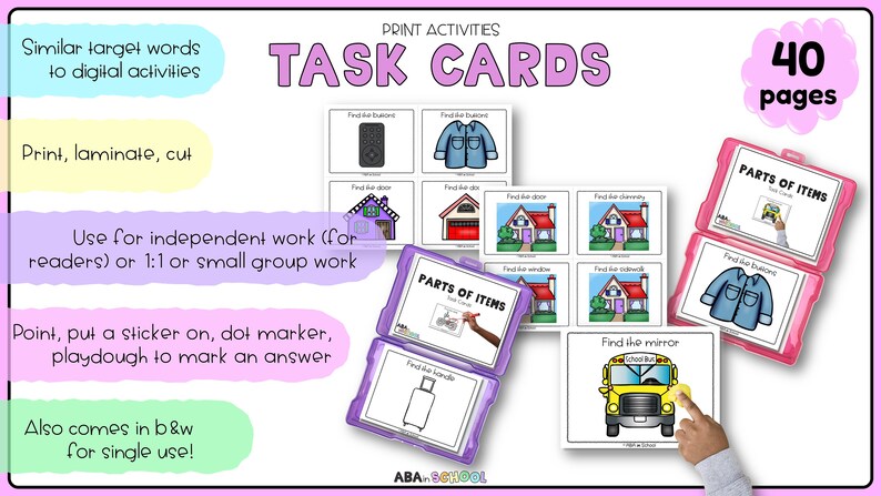 Receptive Identification PARTS of Items Vocabulary Activity Features ...