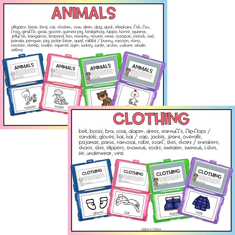 Printable Nouns Flashcards Special Education ABA ELL Speech Therapy ...