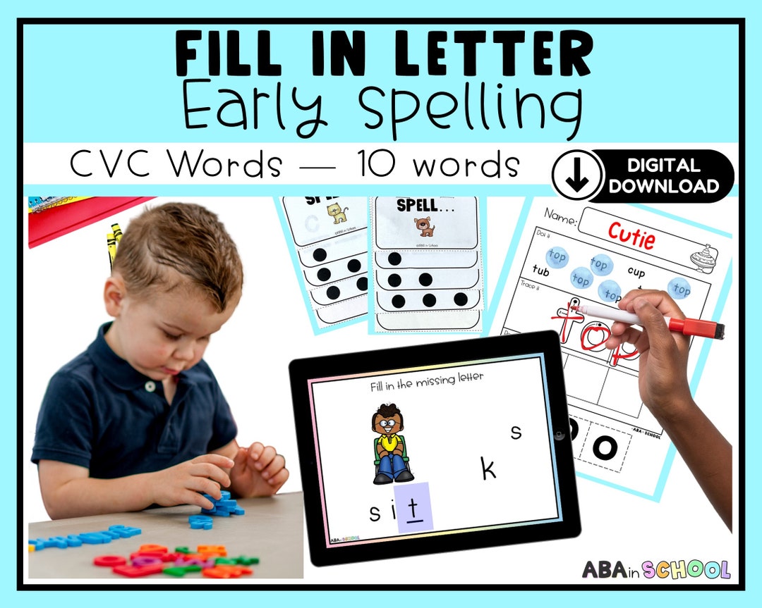 CVC Words Spelling Activities – Fill in Letter Phonics (digital ...