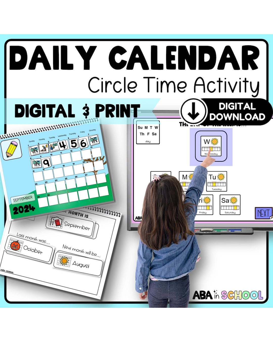 Adaptable Interactive Calendar Morning Meeting for Preschool & Special ...