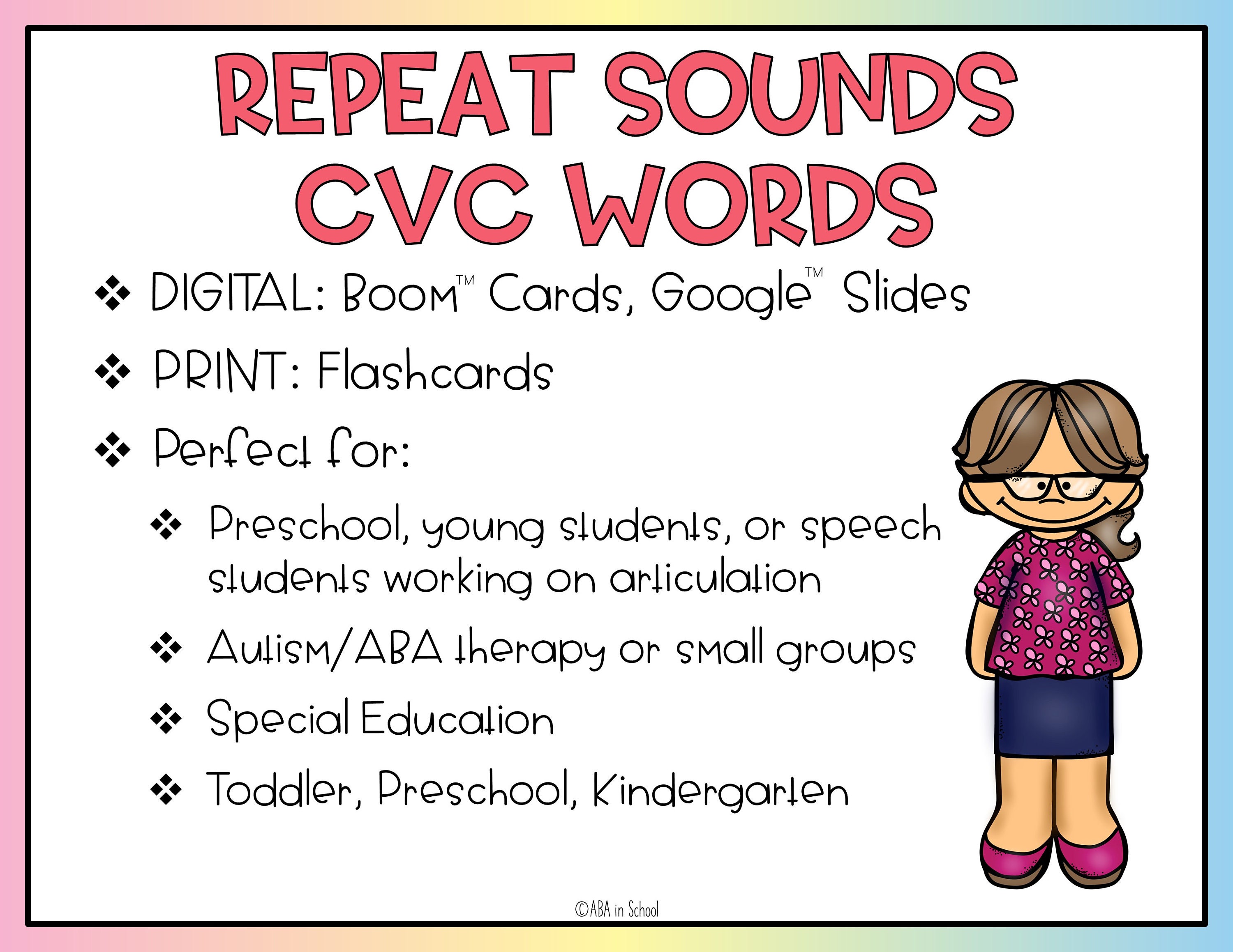 Articulation CVC Words Speech Therapy Repeat Sounds - Etsy