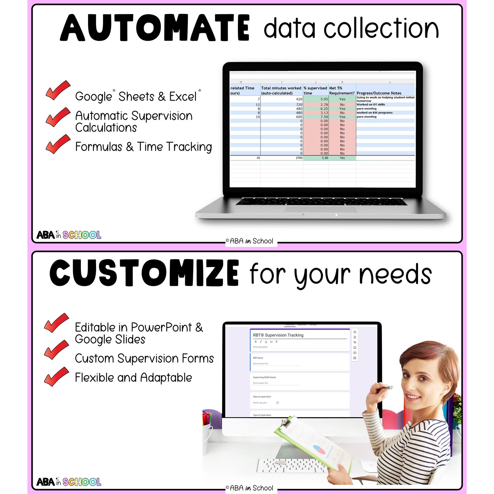 RBT Supervision Tracker - Classroom Behavior Observation Form - Data ...