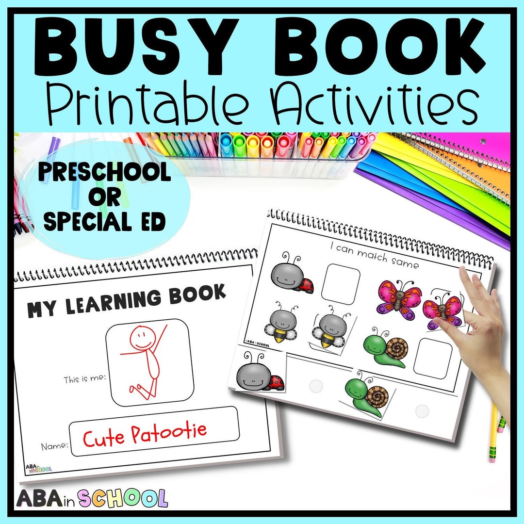 Busy Book Activities Early Learning Binder Pre-k Preschool & Special ...