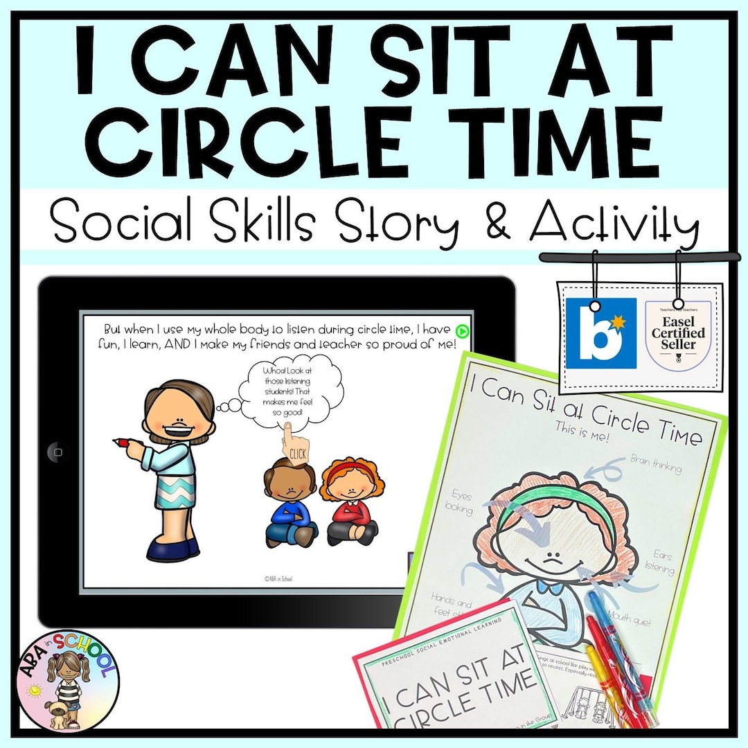 I Can Sit at Circle Time | Social Skills Story | Emotions & Self ...