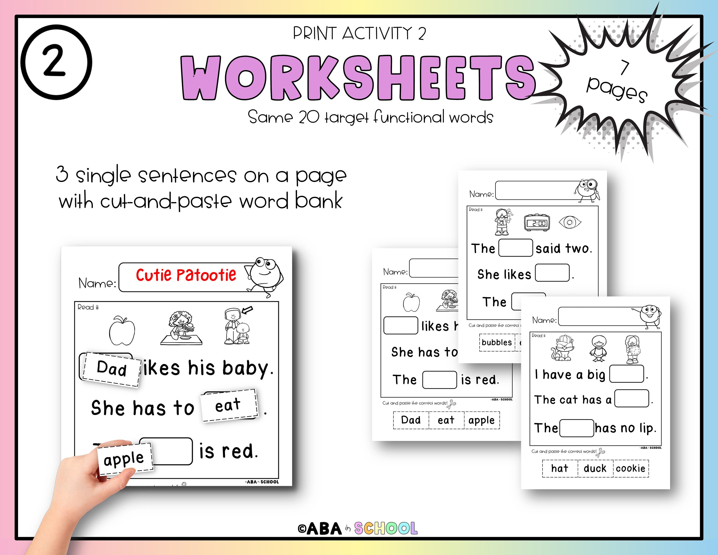 Easy Cloze Reading Comprehension Passages Functional Words Special ...