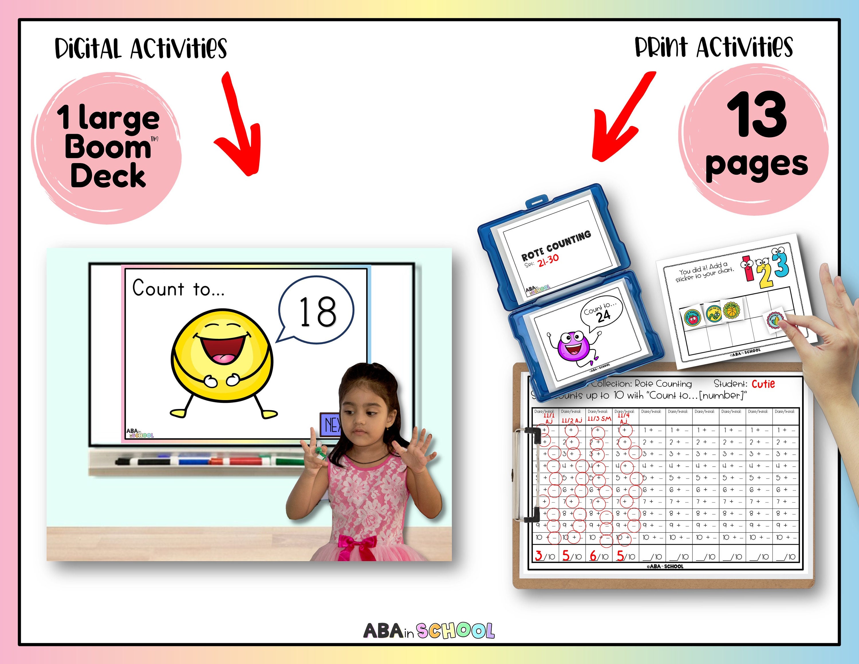 Rote Counting to 30 Preschool Math Special Education and ABA Activity ...