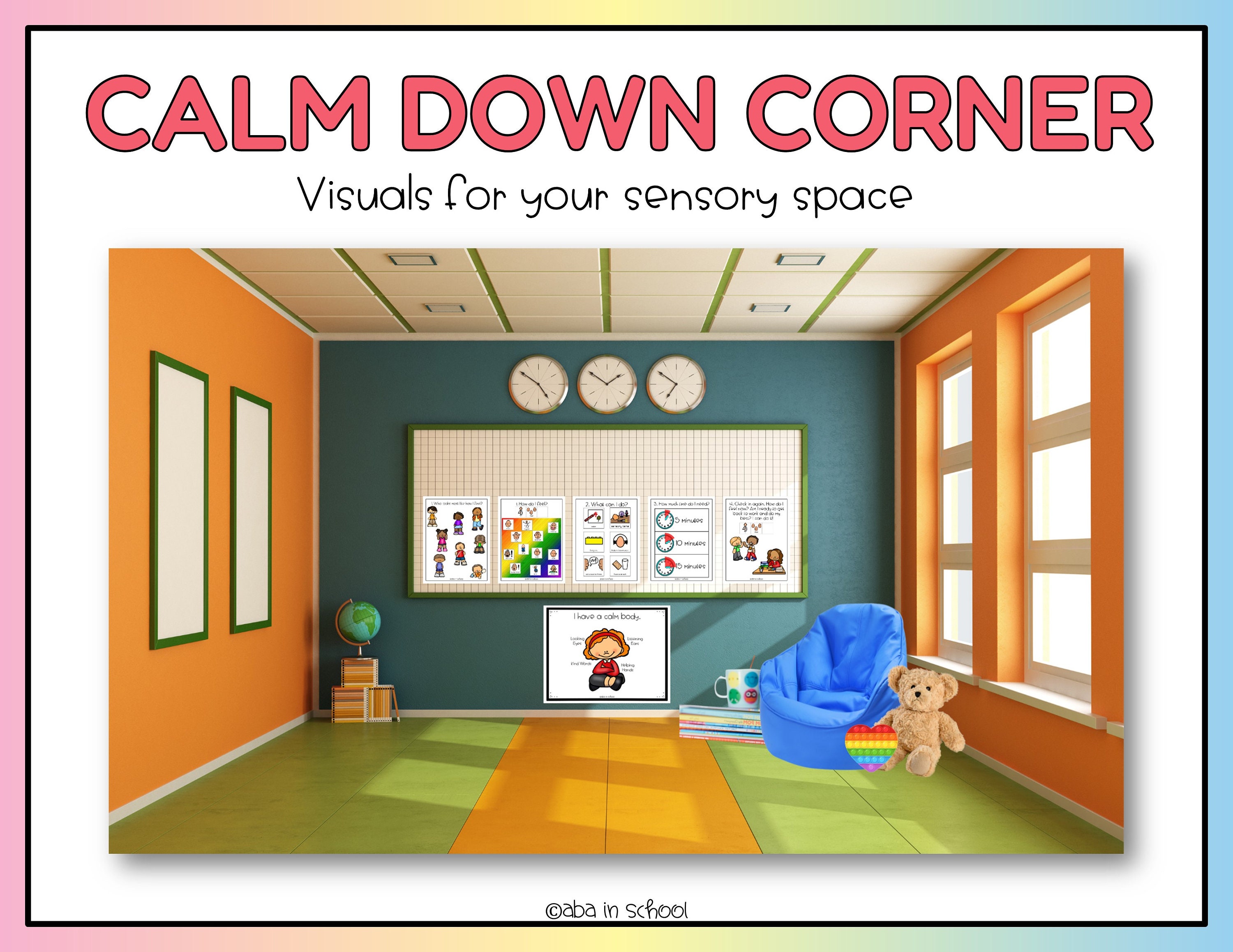 Calm Down Corner Visuals and Classroom Rules Posters for Behavior ...