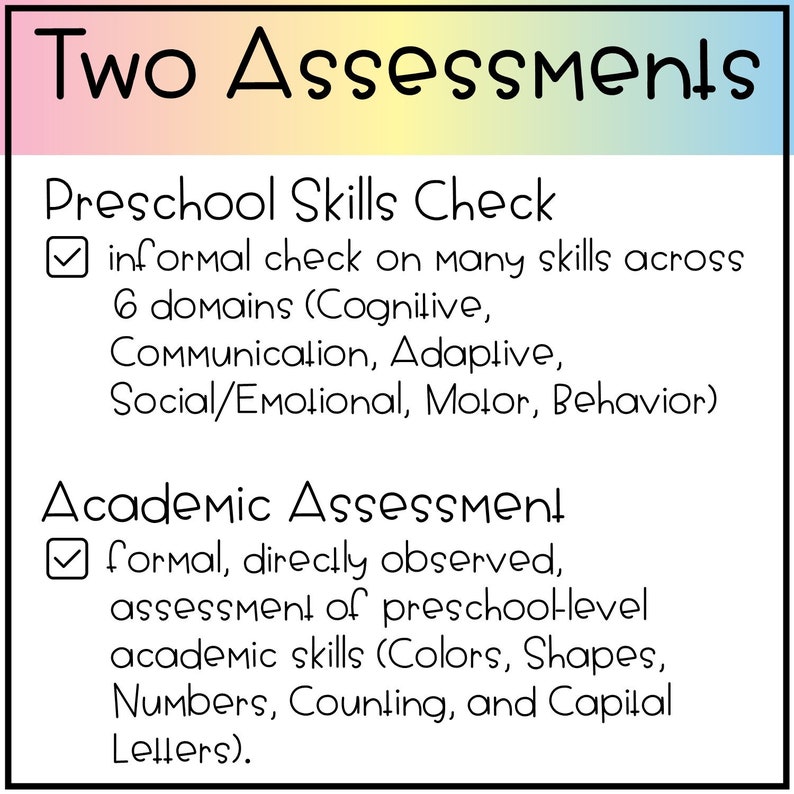 Preschool Pre-k Academic Assessment and Skills Check Digital | Etsy