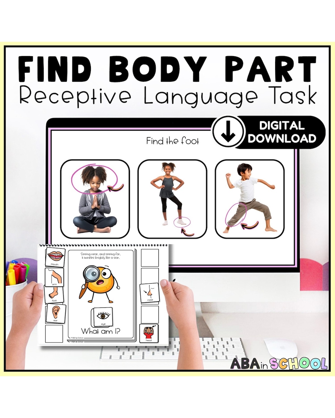 Receptive Identification BODY PARTS Vocabulary Activity ABLLS ...
