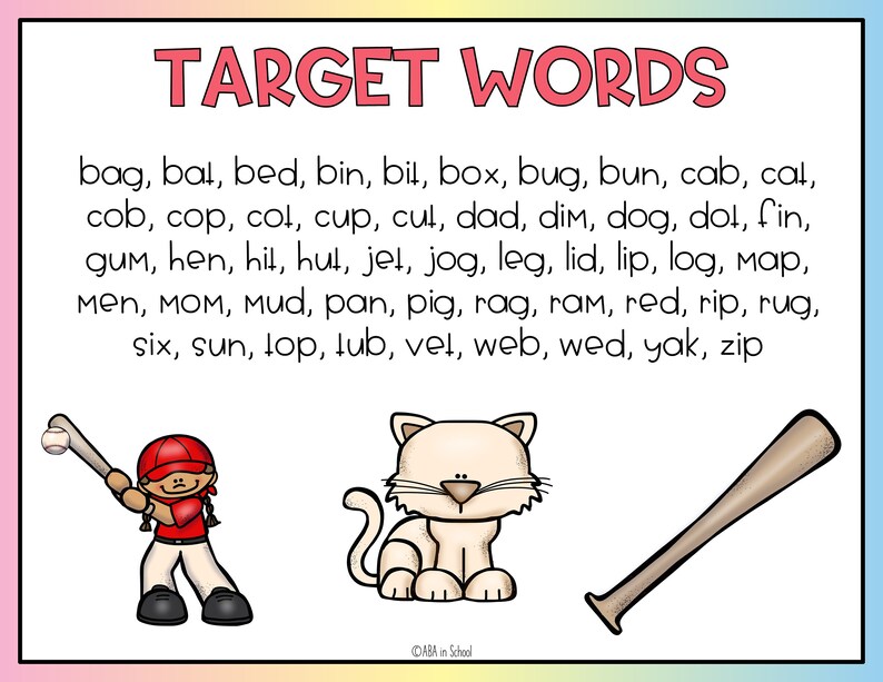 Articulation CVC Words Speech Therapy Repeat Sounds - Etsy