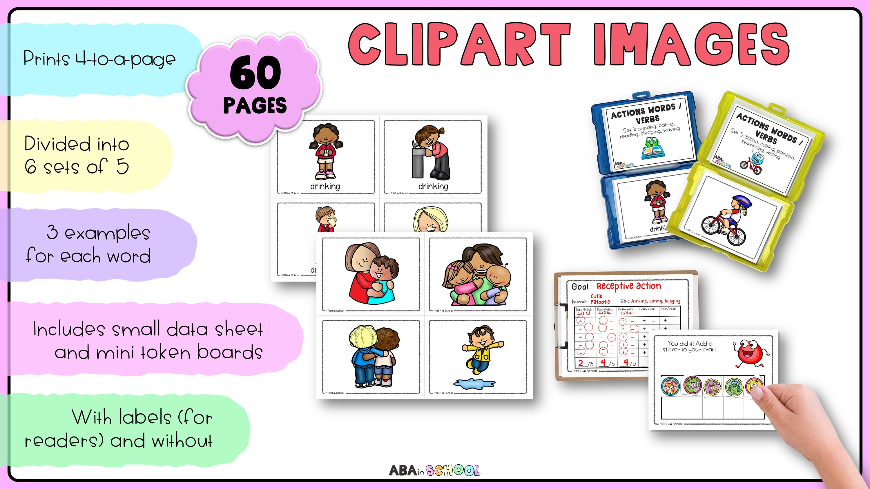 Action Verb Flashcards for Task Cards Activities Speech and Language ...