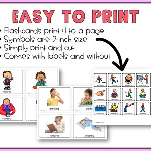 Action Verb Flashcards for Task Cards Activities Speech and Language ...