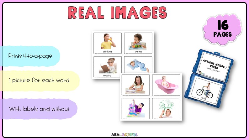 Tarjetas didácticas de verbos de acción para tarjetas de tareas ...