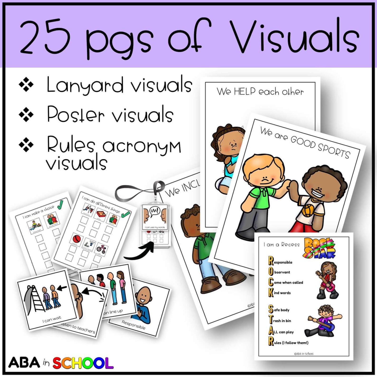 Recess Rules and Behavior Social Skills Visuals Playground Expectations ...