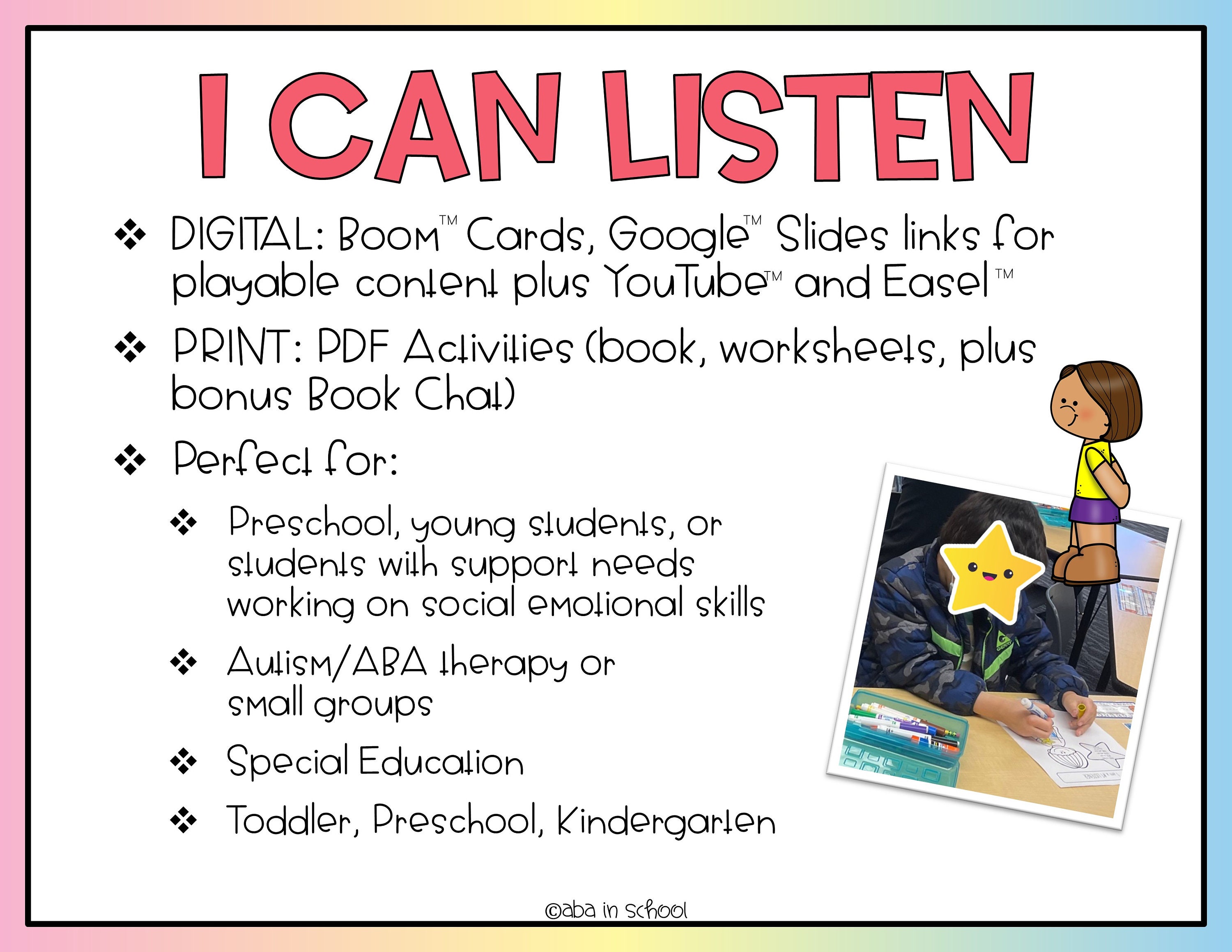 Preschool Social Skills Story and Activity I CAN LISTEN | Social ...