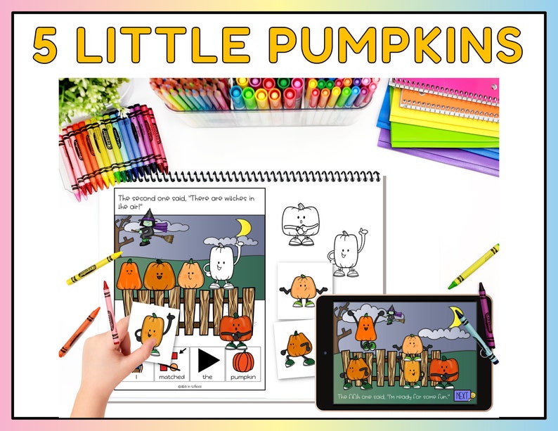 5 Little Pumpkins | Nursery Rhymes | Adapted Book Preschool Special ...