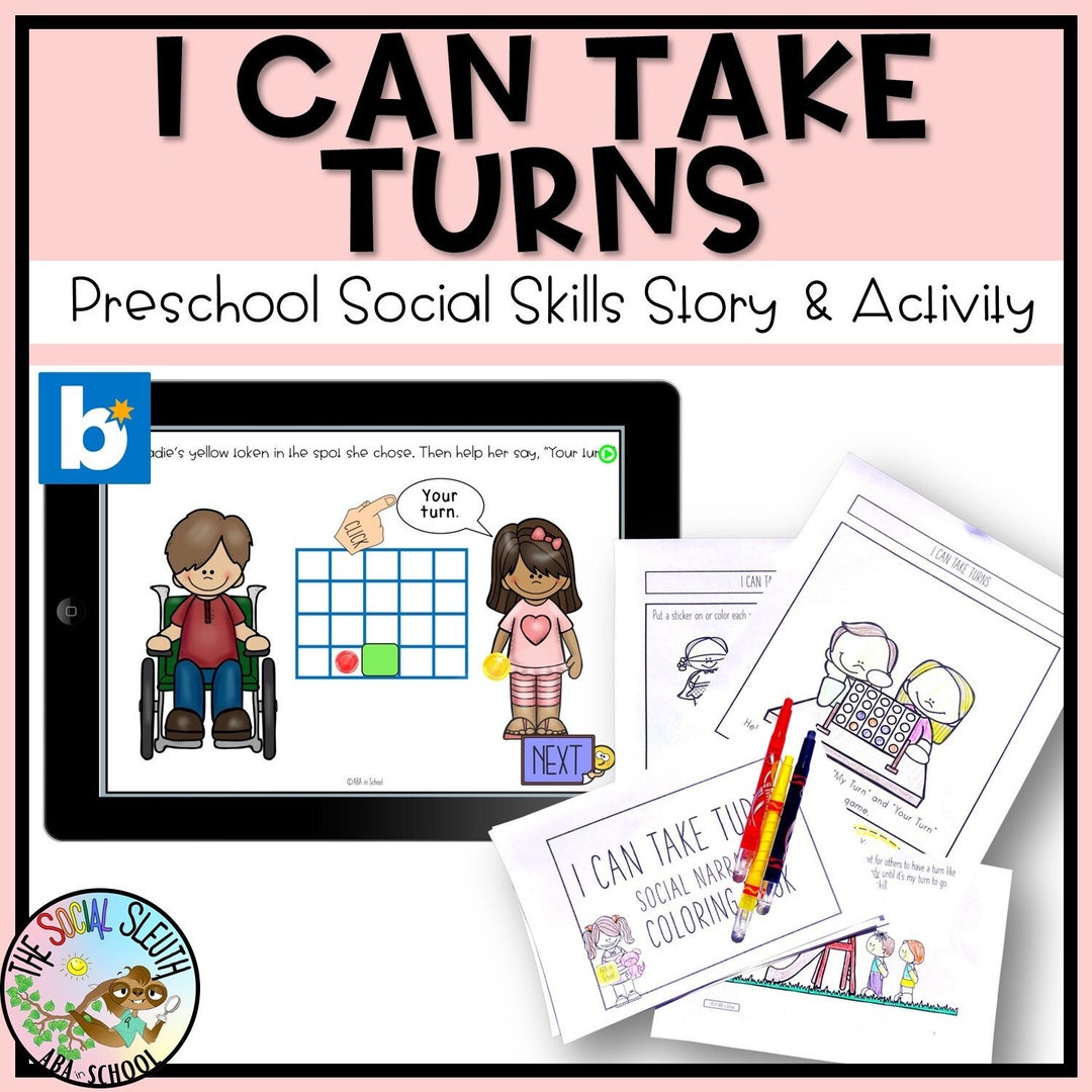 I CAN TAKE TURNS Preschool Social Skills Story | Sportsmanship Social ...